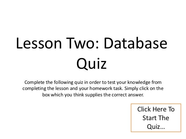 Database quiz Database quiz
