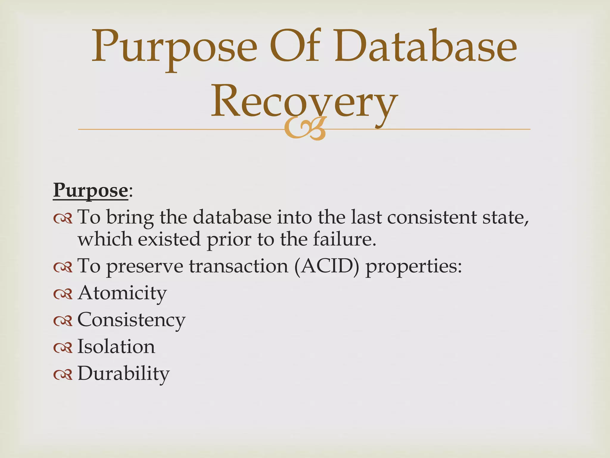 Database recovery | PPTX