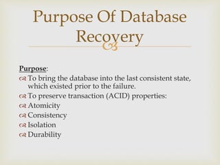 Database recovery | PPTX