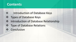 Database Keys & Relationship | PPTX