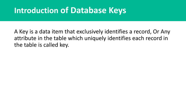 Database Keys & Relationship | PPTX