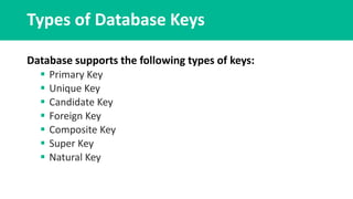 Database Keys & Relationship | PPTX