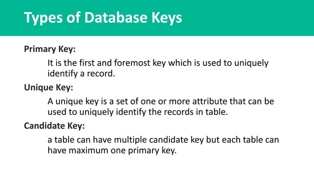 Database Keys & Relationship | PPTX