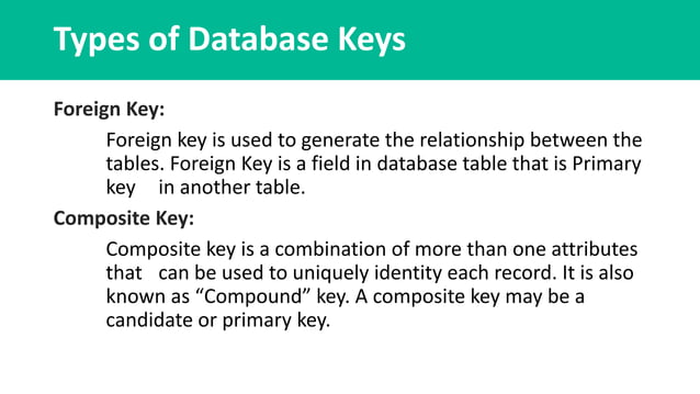 Database Keys & Relationship | PPTX