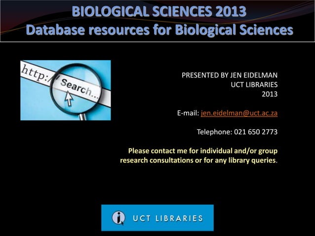 Database resources for biological sciences 2013 | PPT