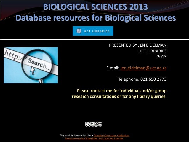 Database resources for biological sciences 2013