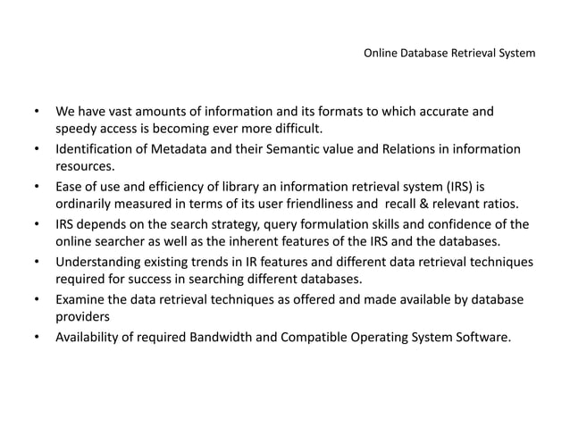 Database Retrieval System And Related Semantic Web Application Ppt