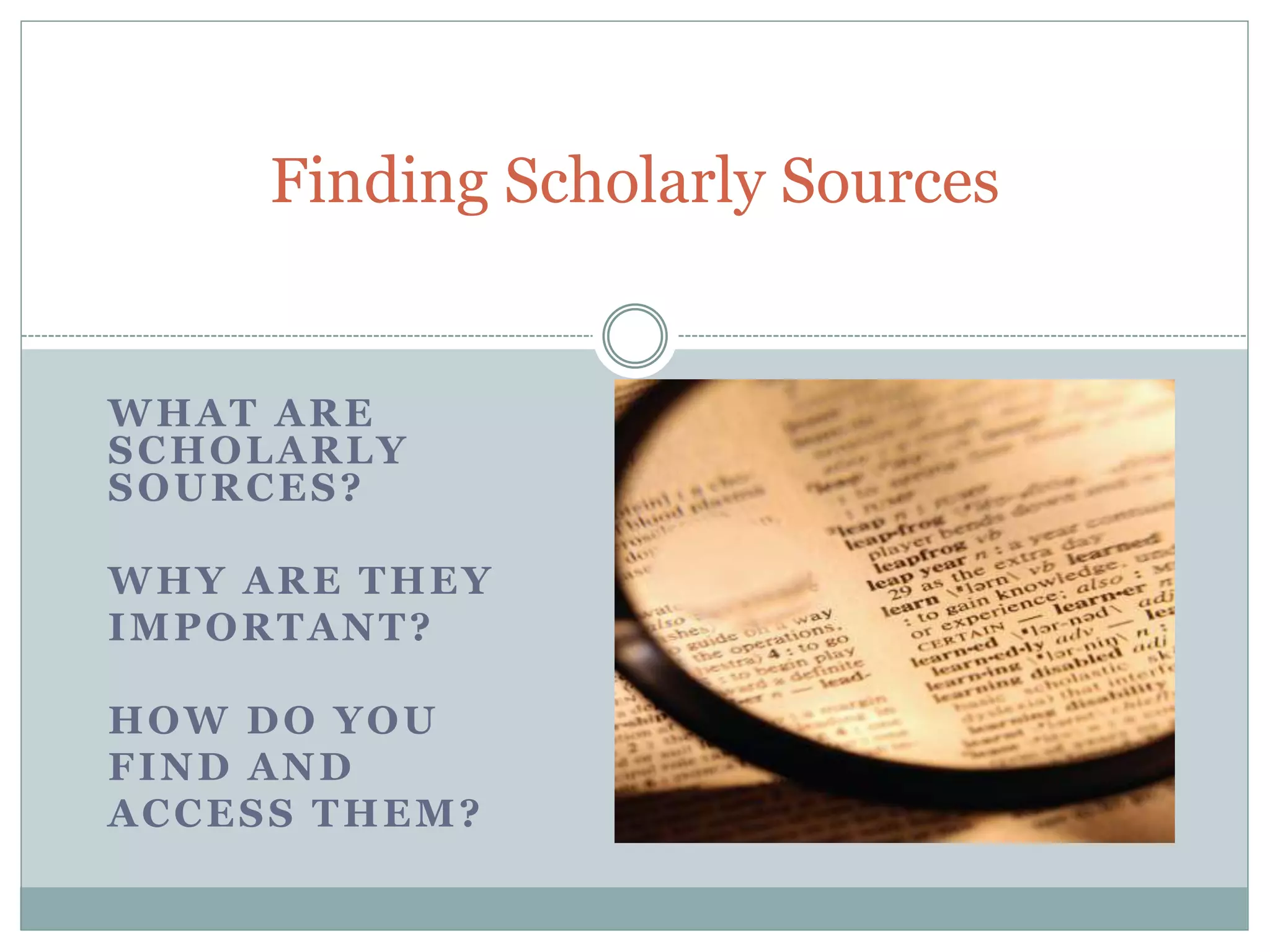 Scholarly vs. Popular | PPTX
