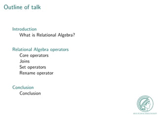 Introduction to Relational Algebra | PDF