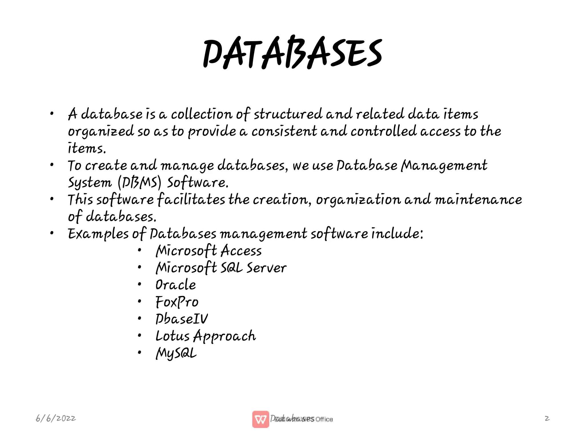 DATABASES NOTES FOR STUDENTS TAKING MICROSOFT PACKAGES | PPT