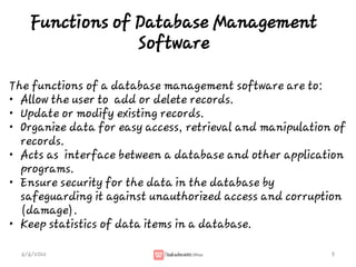 DATABASES NOTES FOR STUDENTS TAKING MICROSOFT PACKAGES | PPT
