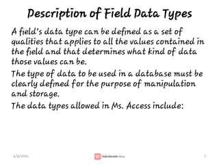 DATABASES NOTES FOR STUDENTS TAKING MICROSOFT PACKAGES | PPT