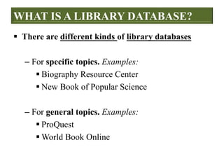 DATABASES AND SEARCHING | PPSX | Databases | Computer Software and Applications