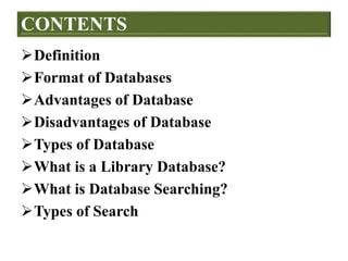 DATABASES AND SEARCHING | PPSX | Databases | Computer Software and Applications
