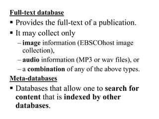 DATABASES AND SEARCHING | PPSX | Databases | Computer Software and Applications