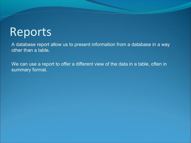 Database - reports, forms, calculations | PPT