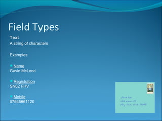Field Types | PPT