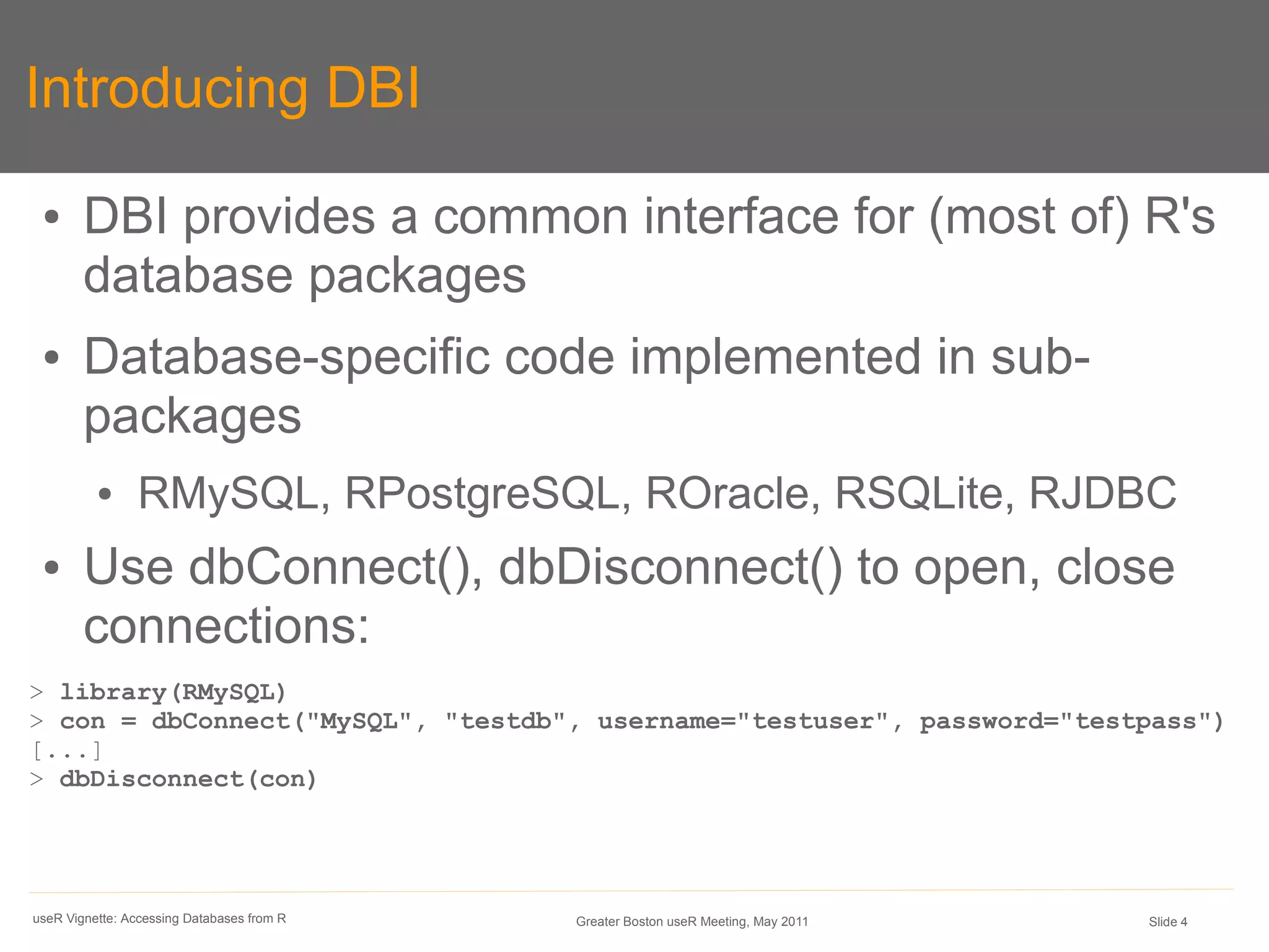 Accessing Databases from R | PDF