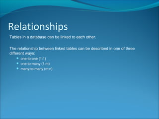 Database Relationships | PPT