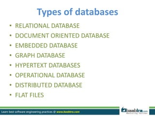 Databases and types of databases | PPTX