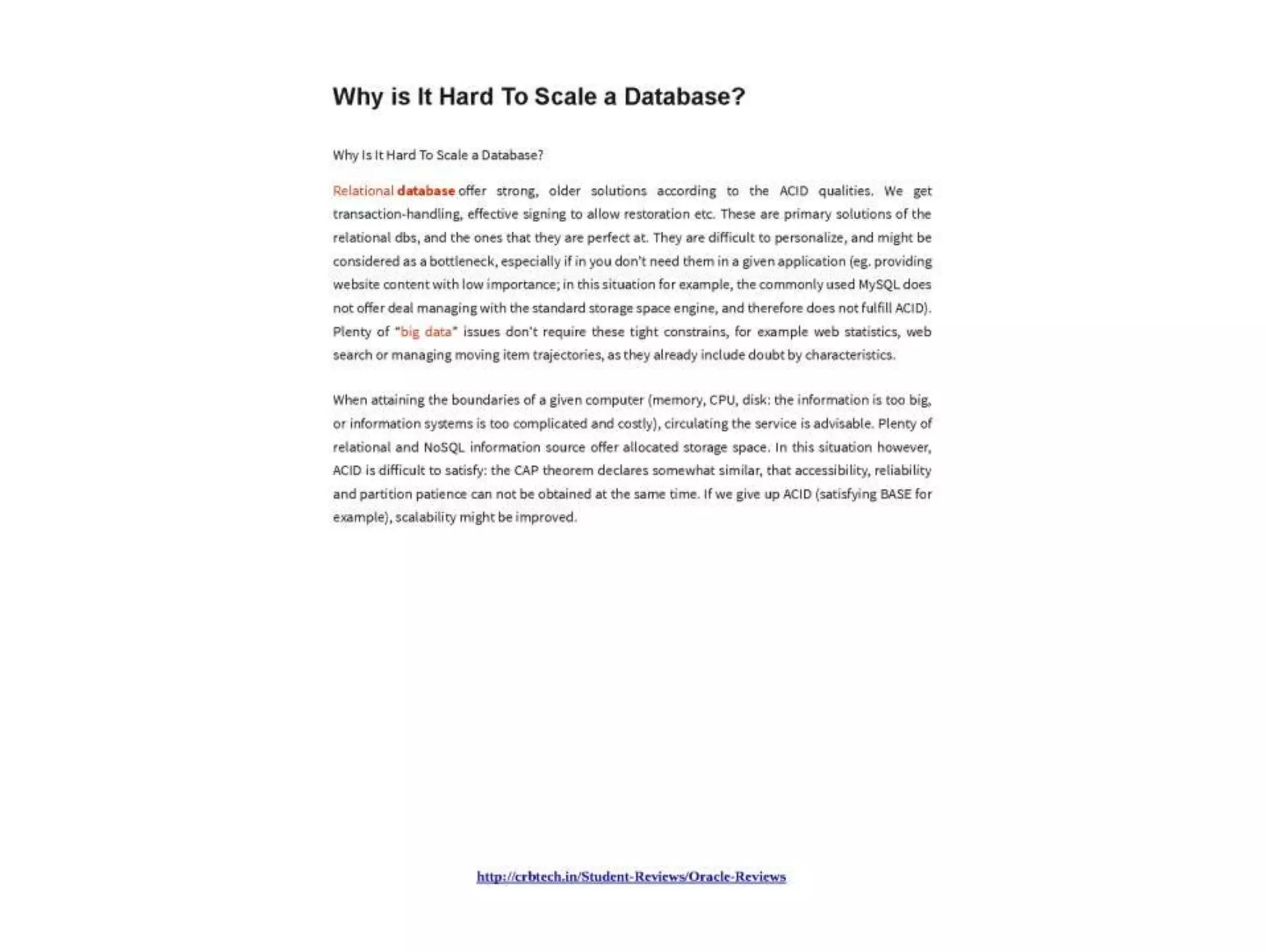 Database Scaling Ppt