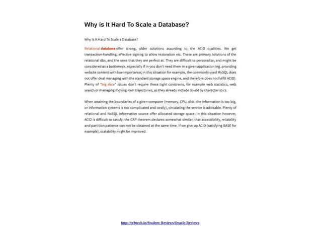 Database scaling | PPTX | Databases | Computer Software and Applications