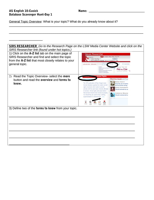 CA Database Scavenger Hunt pt. 1 | PDF