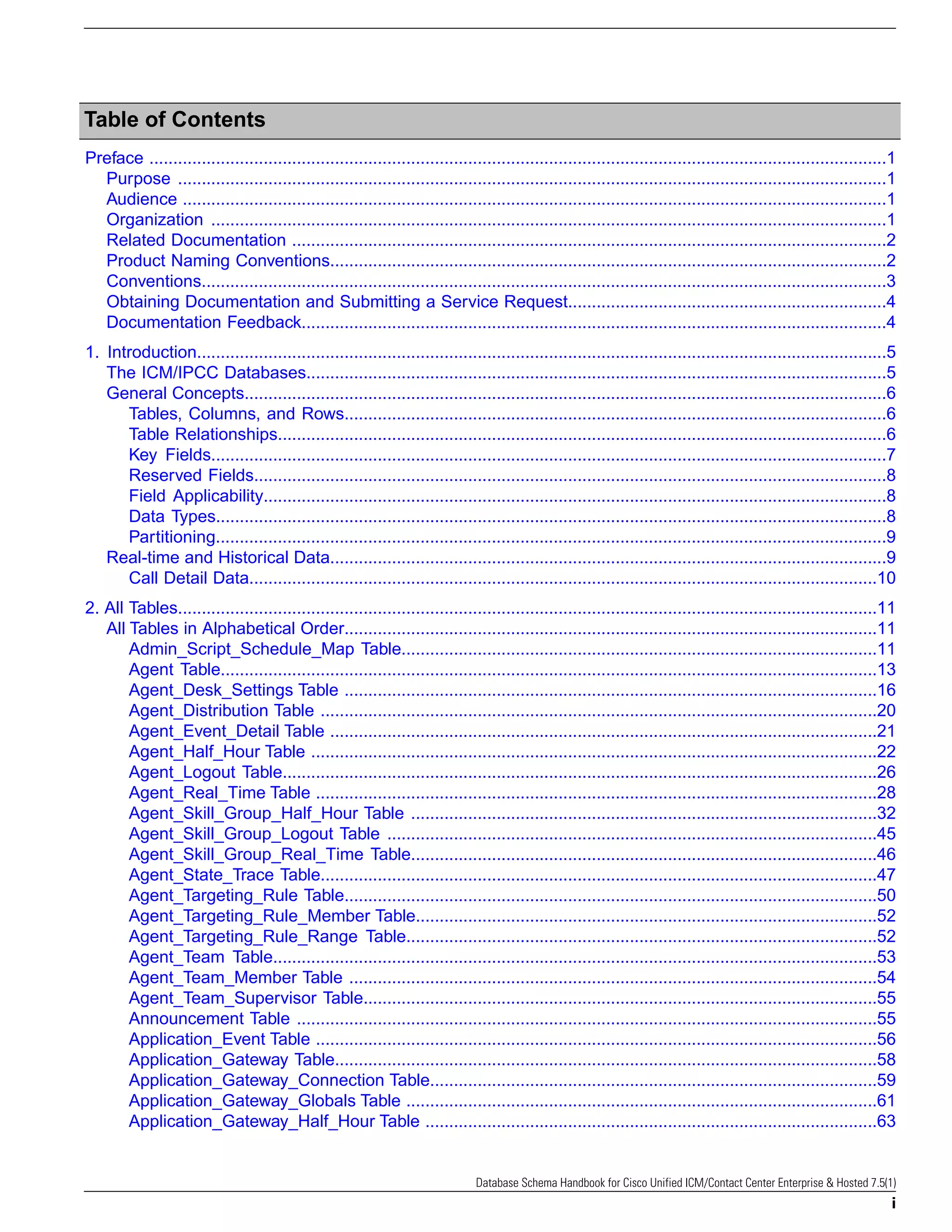 Database schema handbook for cisco unified icm contact center ...