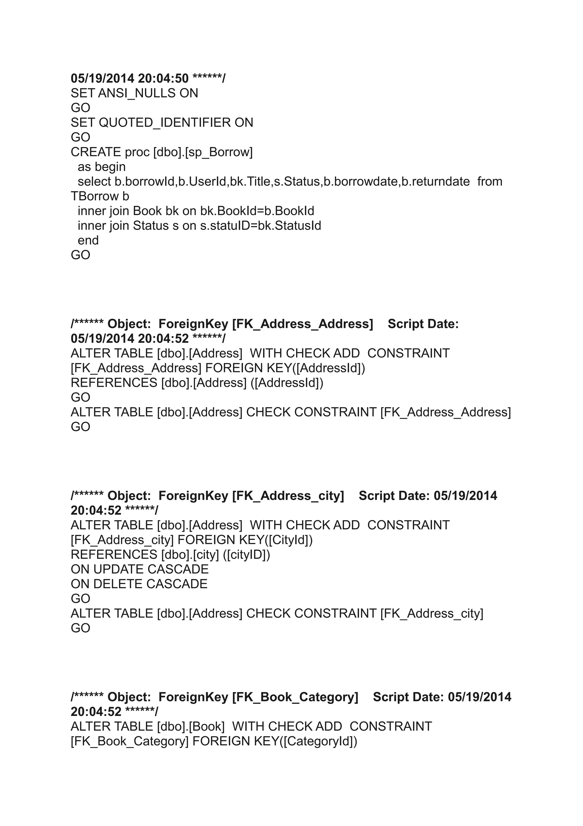 Database scripts | RTF