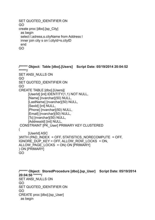 Database scripts | RTF