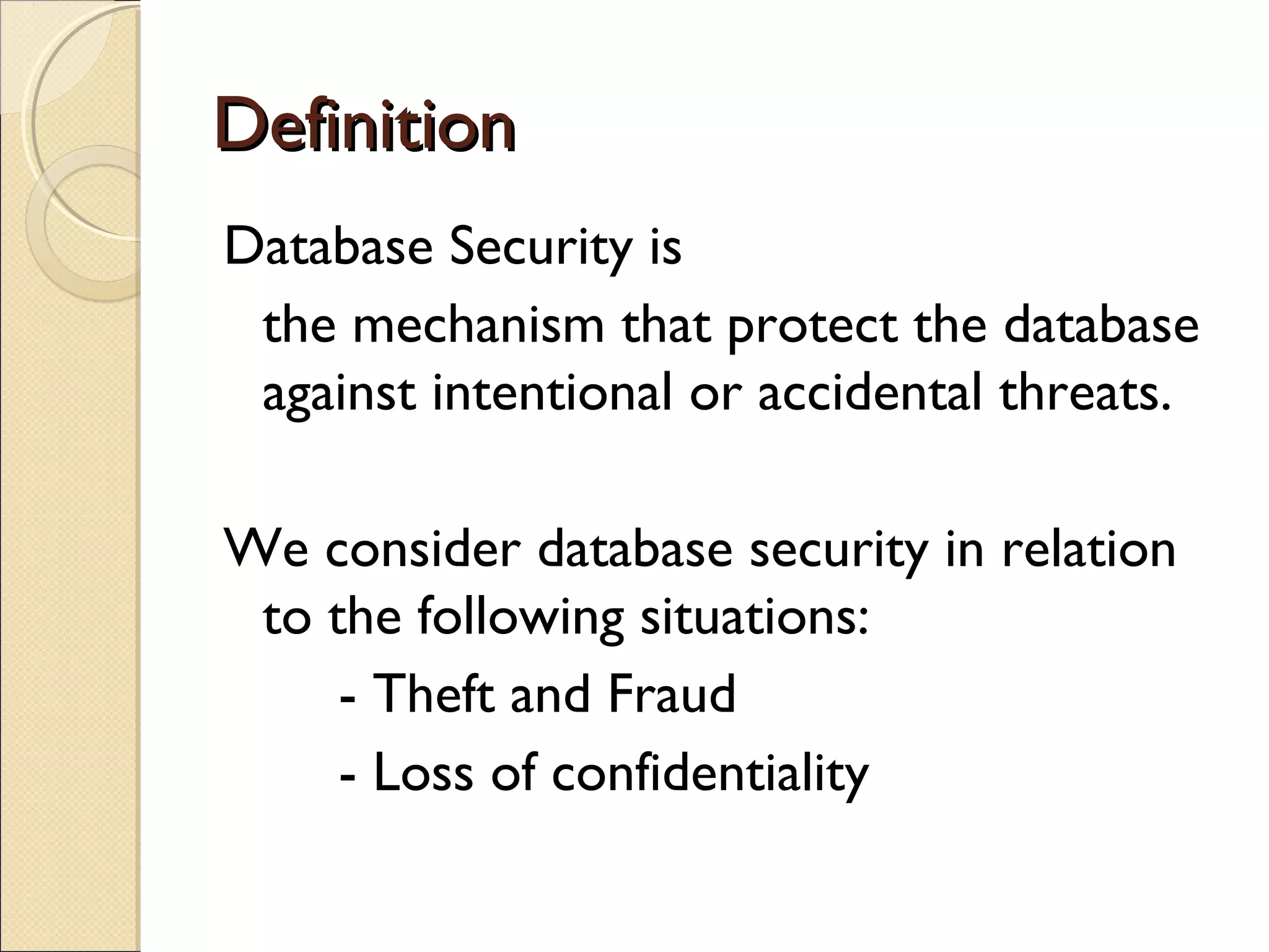 Database security | PPT | Databases | Computer Software and Applications