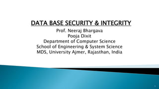 Data base security & integrity | PPTX