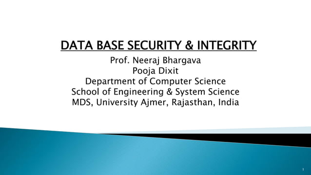 Data base security & integrity | PPTX