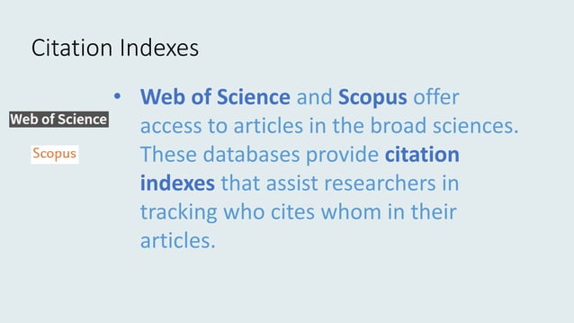 Database selection citation indexes | PPTX