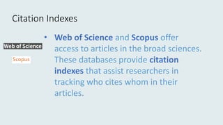 Database selection citation indexes | PPT