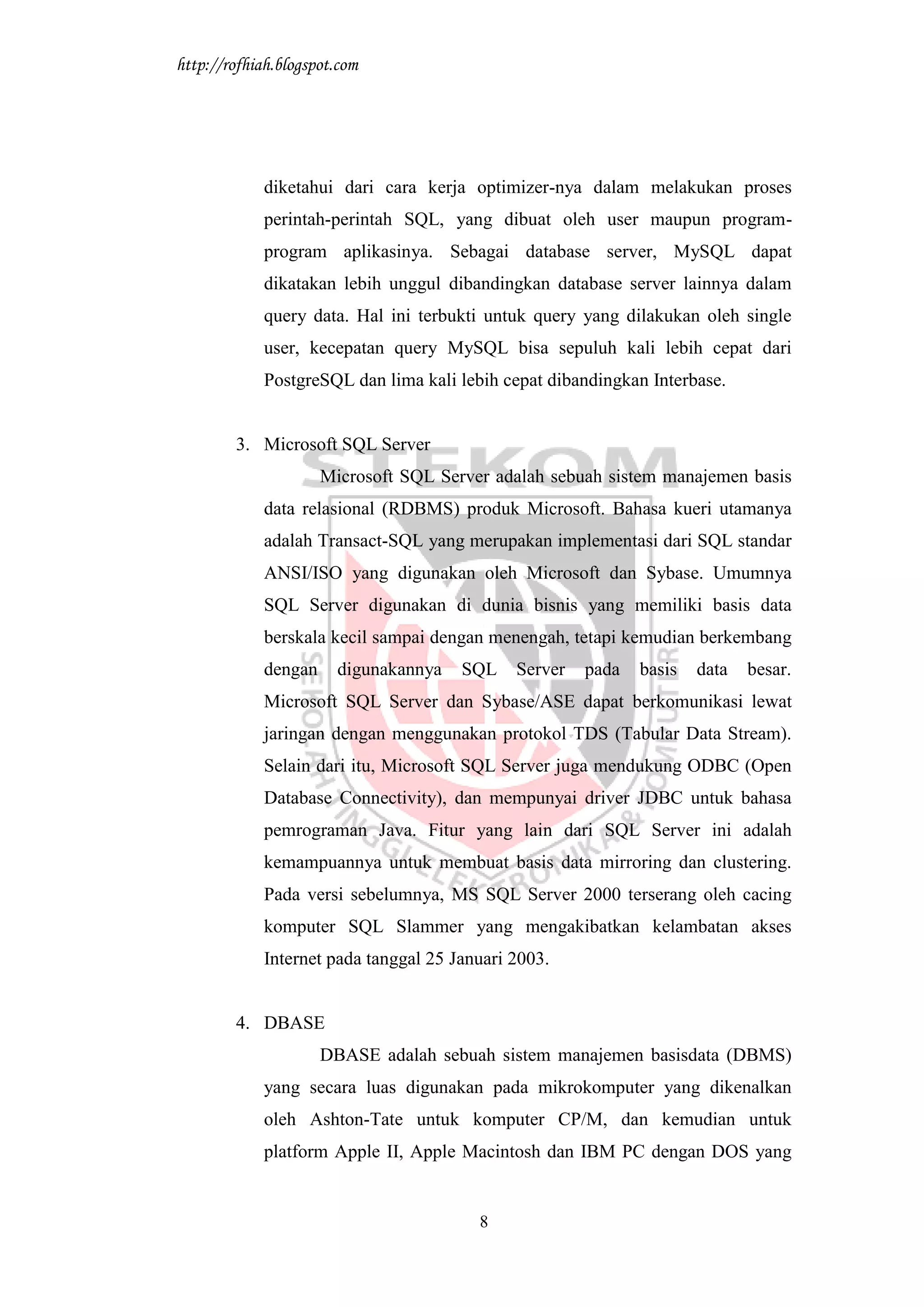 Database server dan manajemennya (DBSM) | PDF