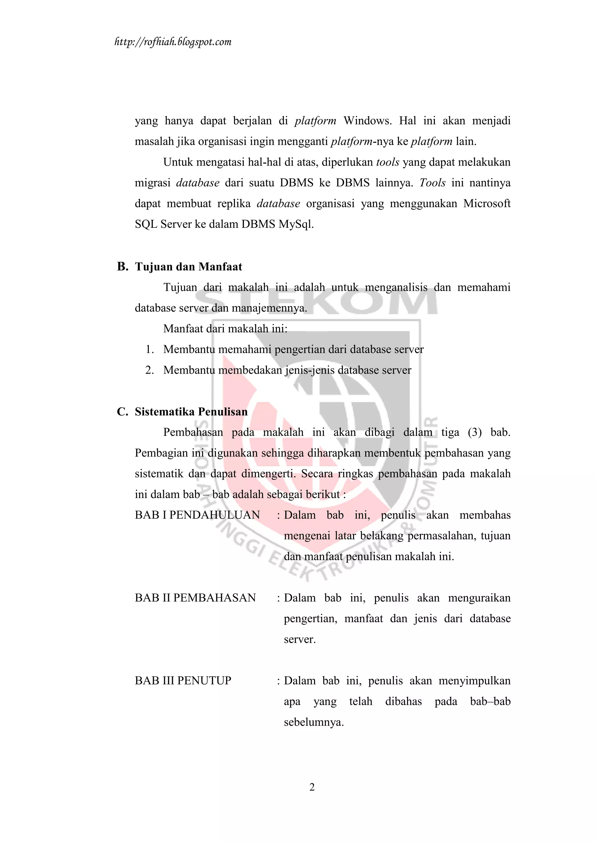 Database server dan manajemennya (DBSM) | PDF