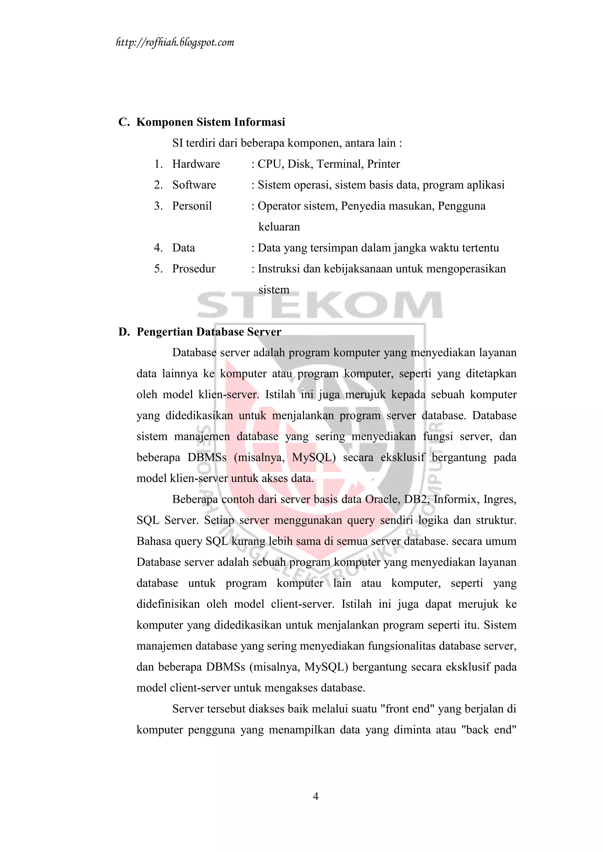 Database server dan manajemennya (DBSM) | PDF