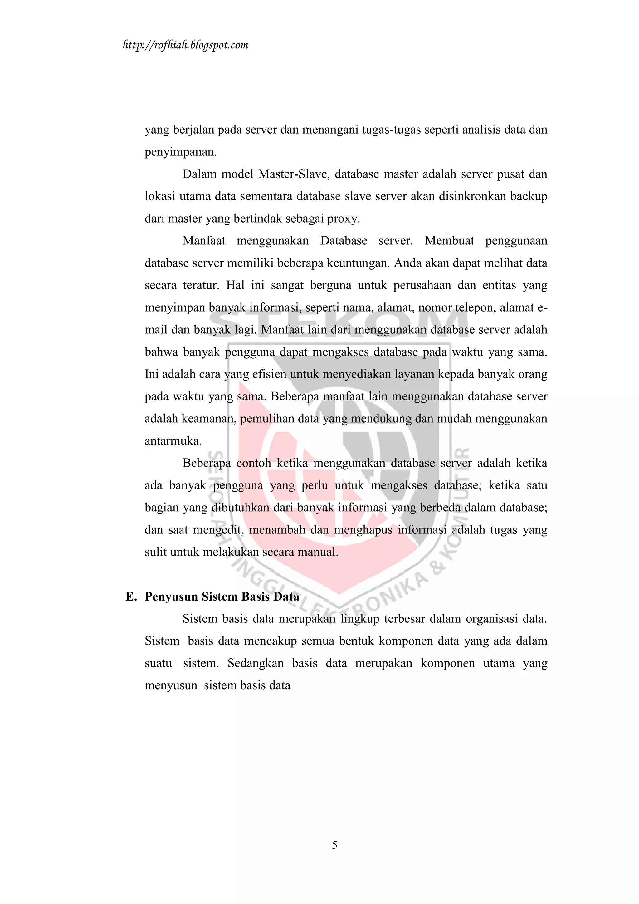 Database server dan manajemennya (DBSM) | PDF