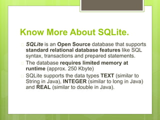 Databases in Android Application | PPTX