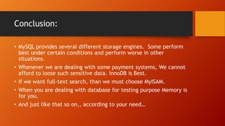 Database storage engines | PPTX | Databases | Computer Software and Applications