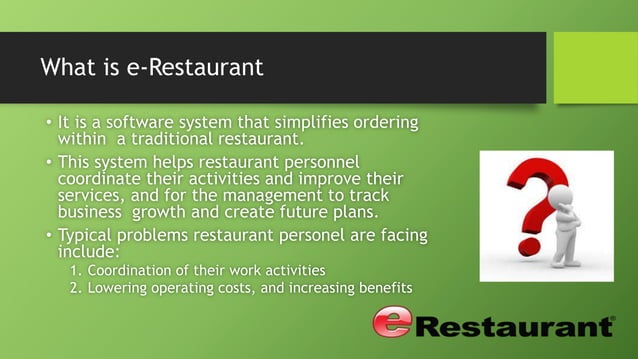 E-Restaurant Management System | PPTX | Computing | Technology & Computing