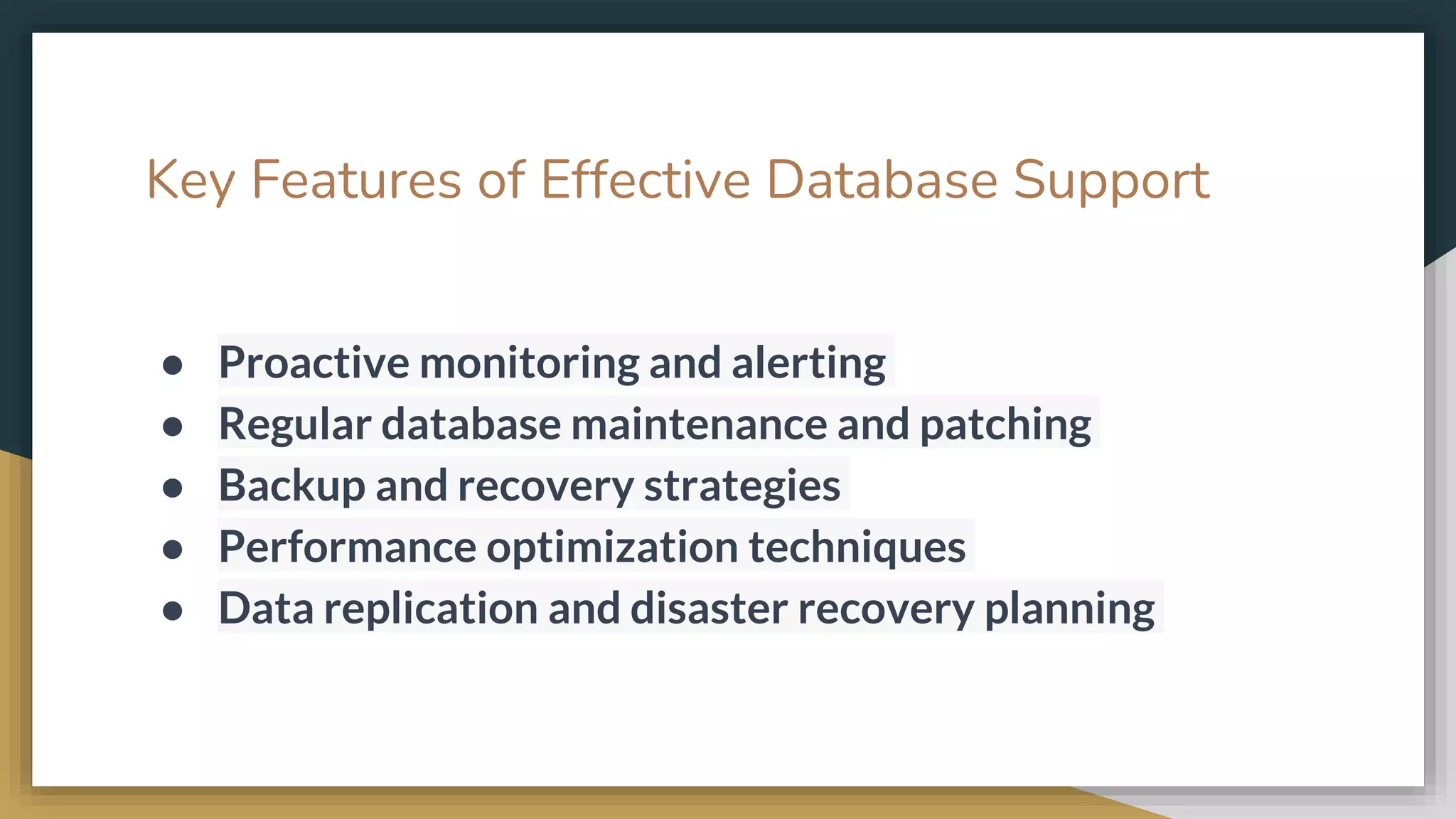 DATA BASE SUPPORT.pptx | Databases | Computer Software and Applications
