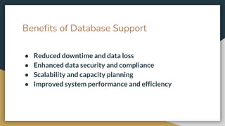 DATA BASE SUPPORT.pptx | Databases | Computer Software and Applications
