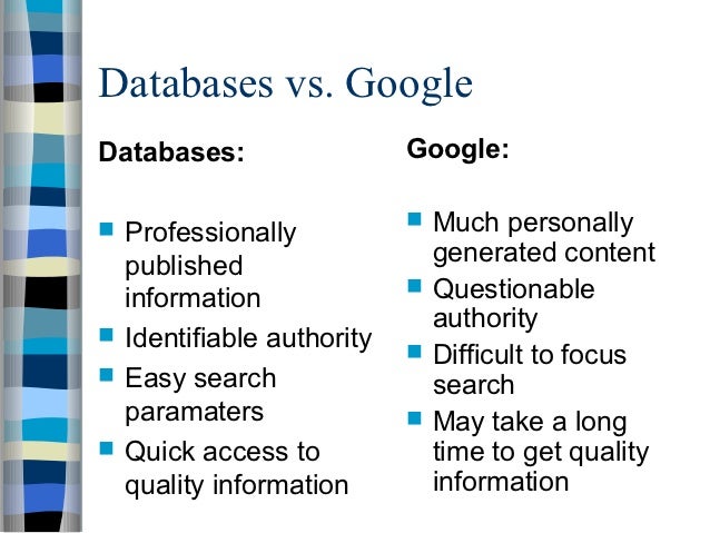 Databases vs. Google Databases vs. Google