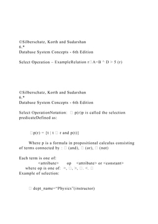 Database System Concepts, 6th Ed.©Silberschatz, Korth and .docx