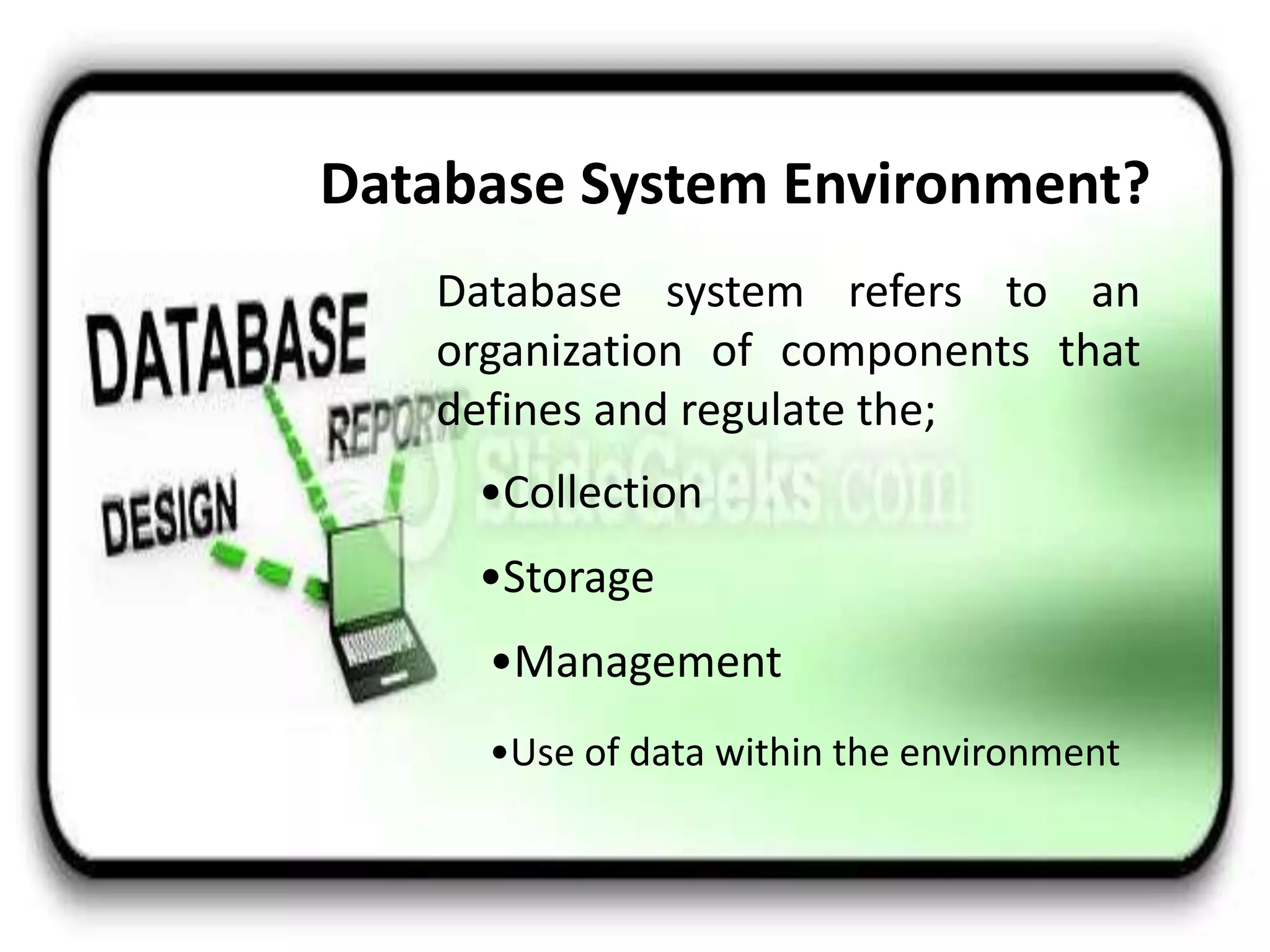 Database system environment ppt. | PPTX