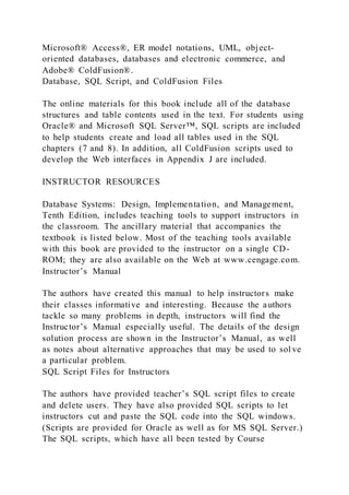 Database Systems - Design, Implementation, and Management. 10t | DOCX