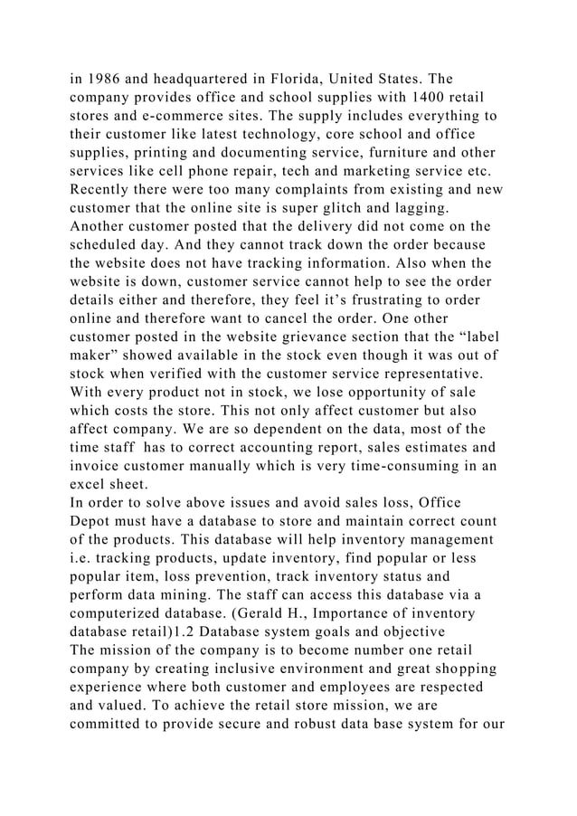 DATABASE SYSTEMS DEVELOPMENT & IMPLEMENTATION PLAN1DATABASE SYS.docx