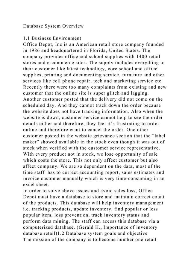 DATABASE SYSTEMS DEVELOPMENT & IMPLEMENTATION PLAN1DATABASE SYS.docx